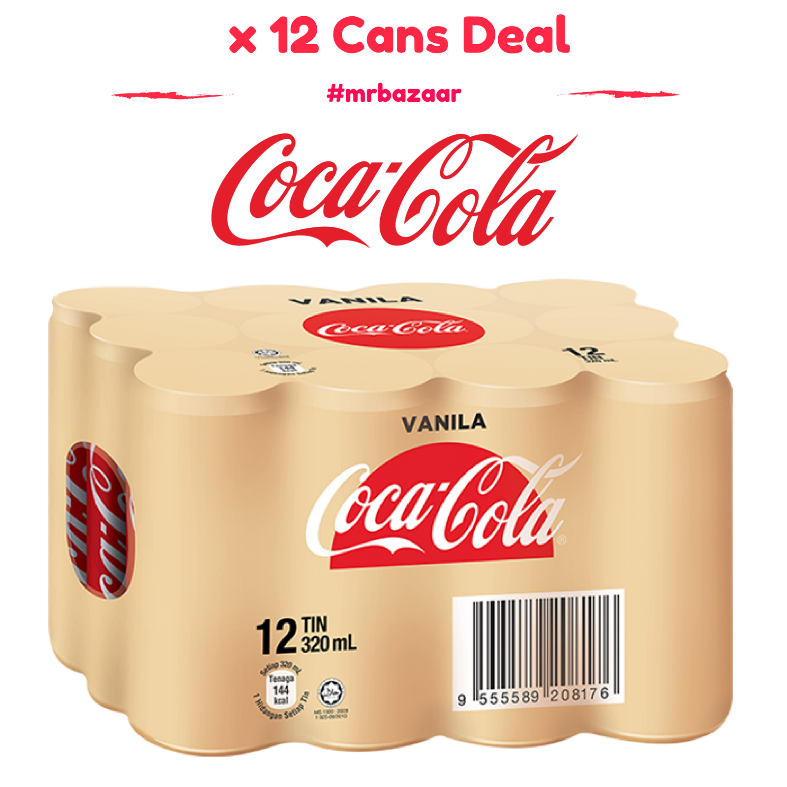 Vanilla Coke x 12 Cans Deal 320ml (Coca Cola) - Soft Drinks - Beverages